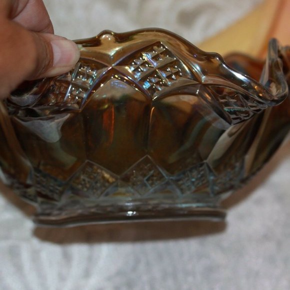 Accents | Vintage Carnival Glass 9 Diamond Pattern Bowl | Poshmark